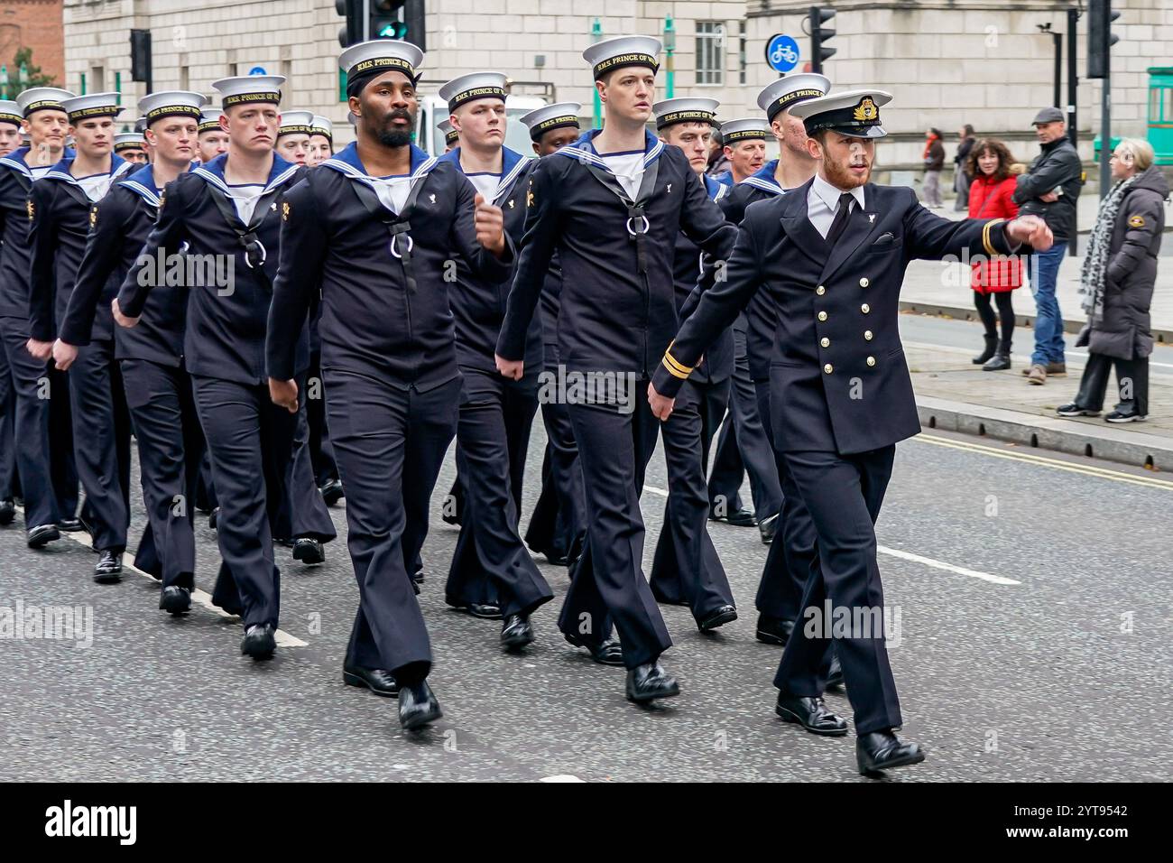 Liverpool, UK. Friday 6th December 2024, HMS Prince Of Wales: The crew ...