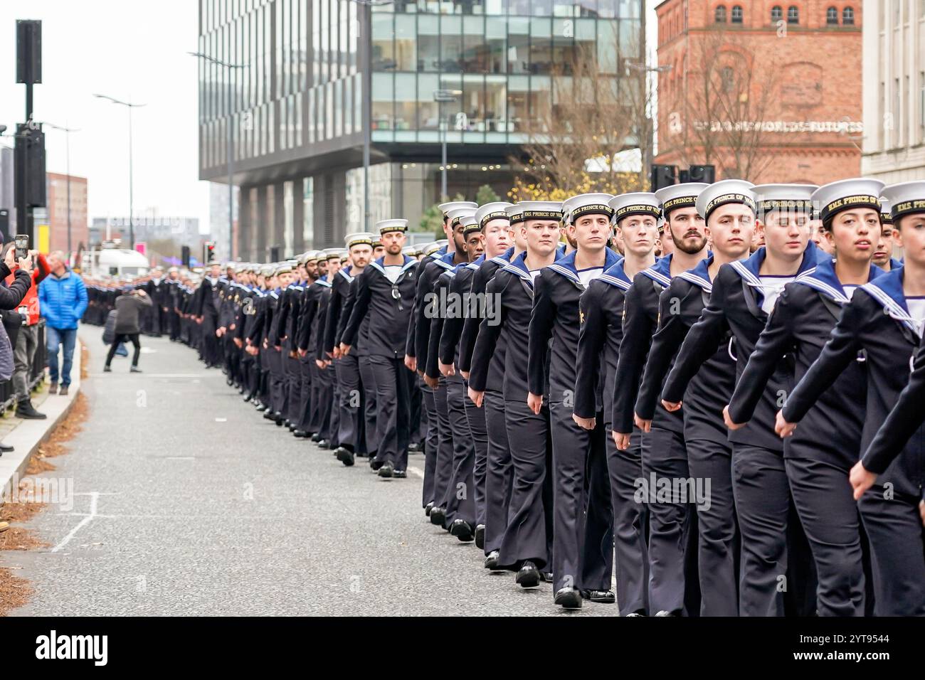 Liverpool, UK. Friday 6th December 2024, HMS Prince Of Wales: The crew ...