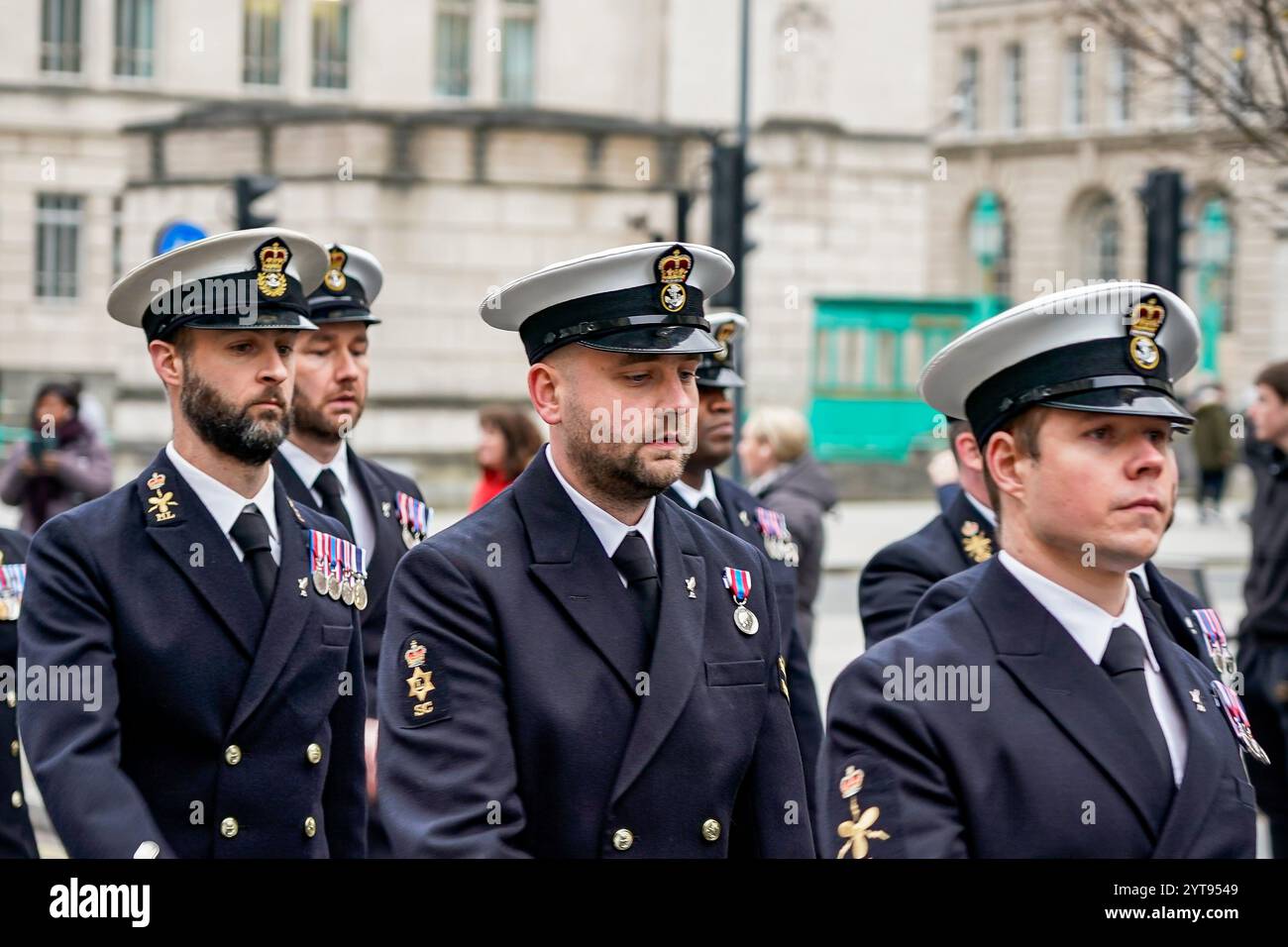 Liverpool, UK. Friday 6th December 2024, HMS Prince Of Wales: The crew ...