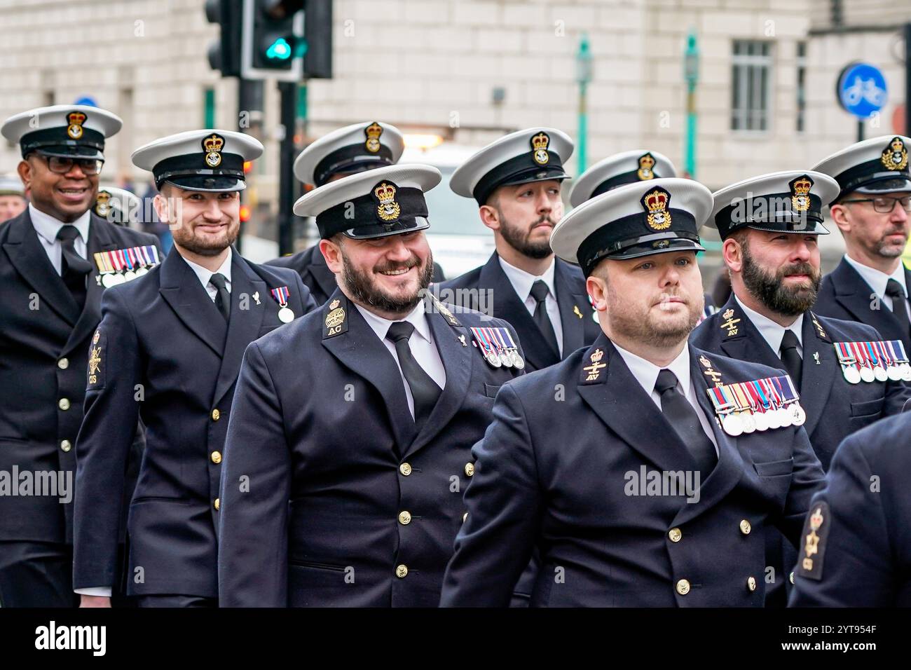 Liverpool, UK. Friday 6th December 2024, HMS Prince Of Wales: The crew ...