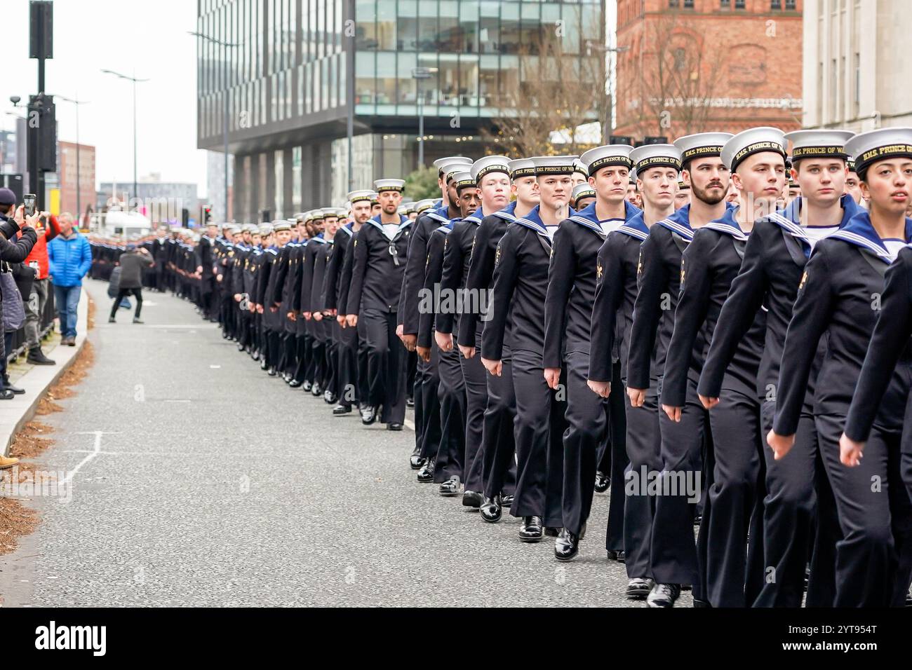 Liverpool, UK. Friday 6th December 2024, HMS Prince Of Wales: The crew ...