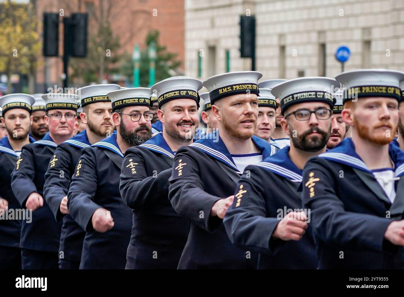 Liverpool, UK. Friday 6th December 2024, HMS Prince Of Wales: The crew ...