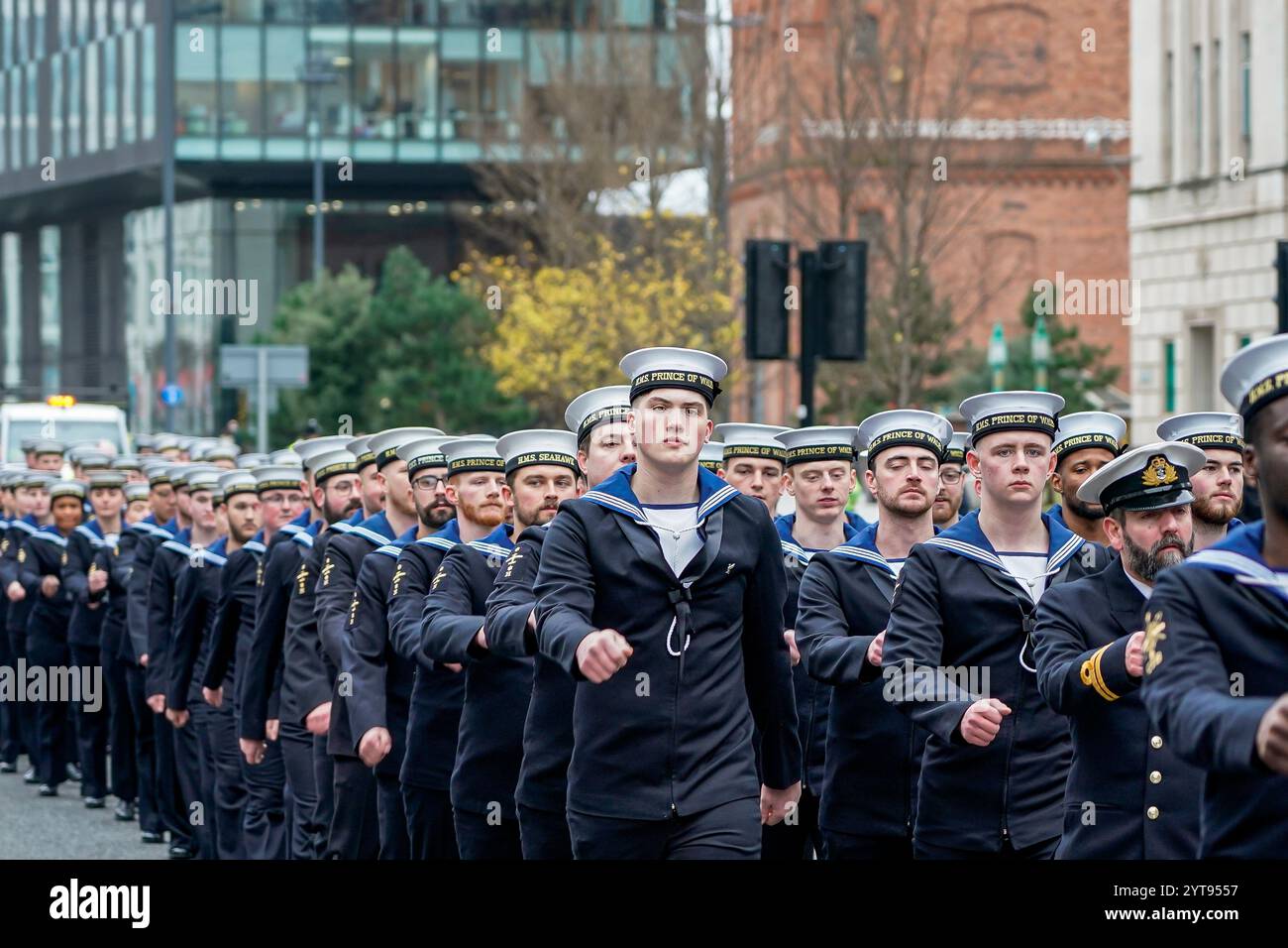 Liverpool, UK. Friday 6th December 2024, HMS Prince Of Wales: The crew ...