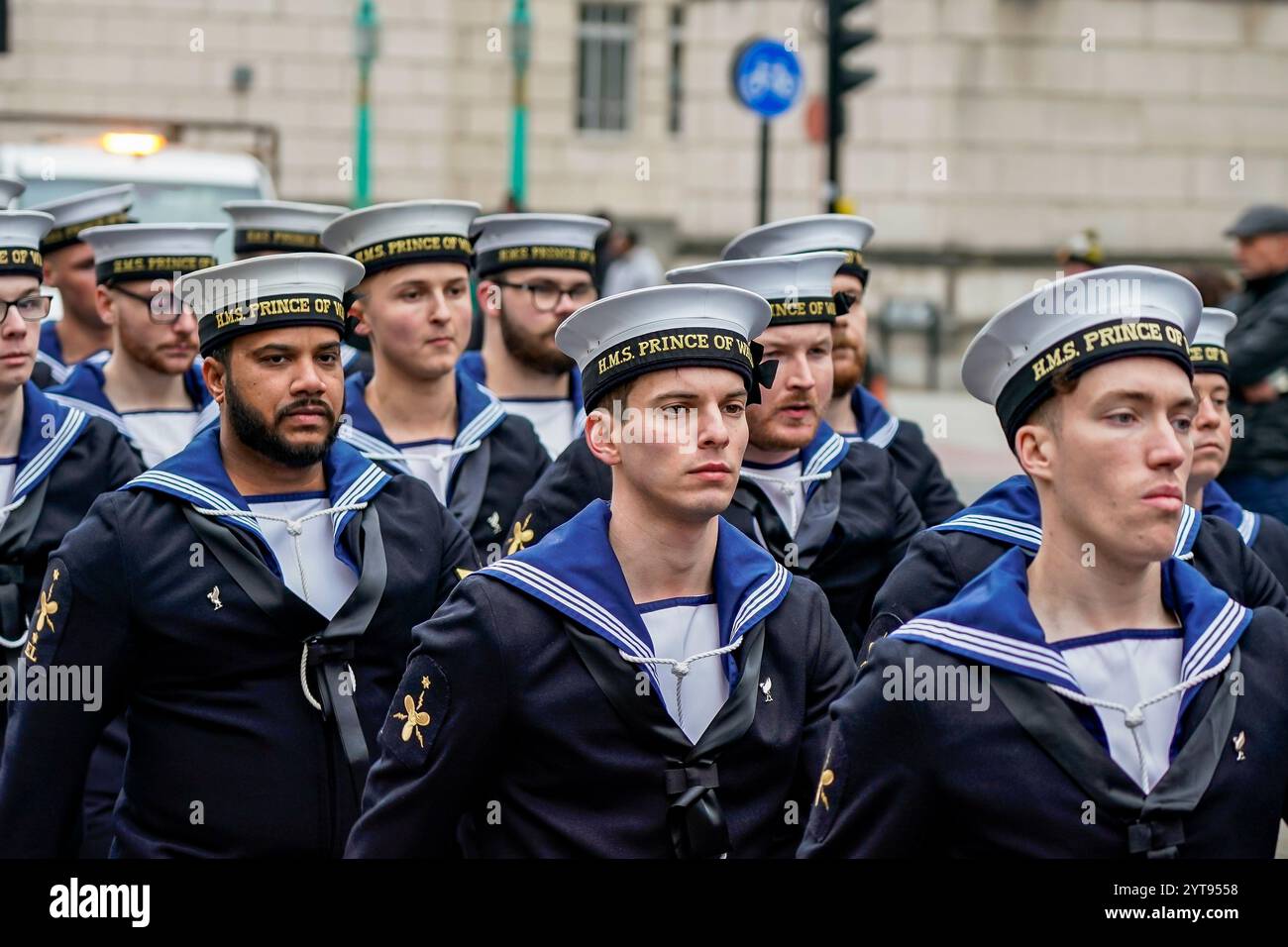 Liverpool, UK. Friday 6th December 2024, HMS Prince Of Wales: The crew ...