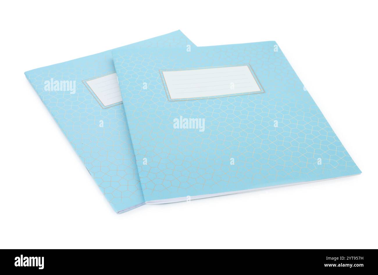 Light blue copybooks isolated on white. School stationery Stock Photo ...