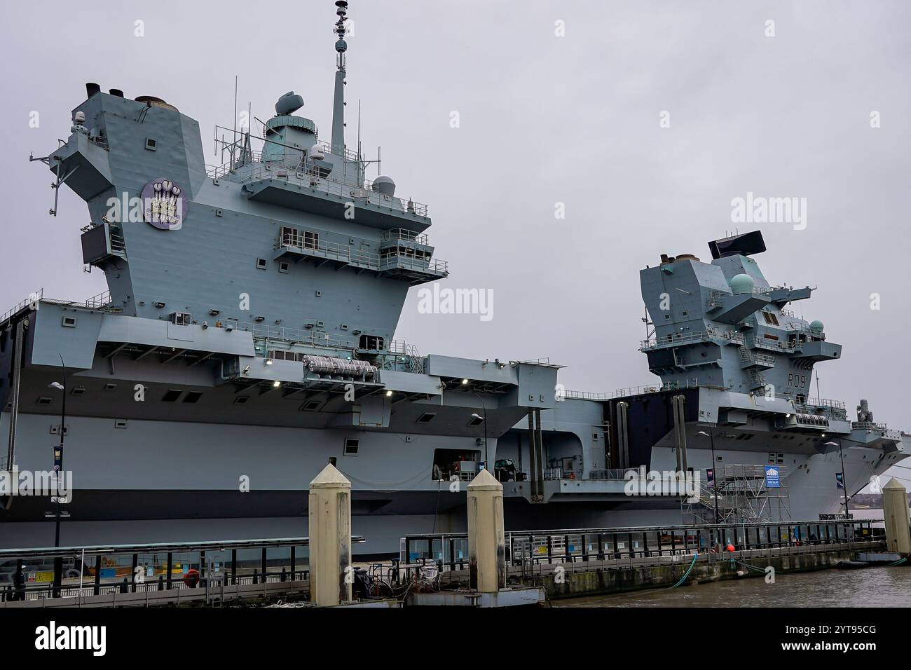 Liverpool, UK. Friday 6th December 2024, HMS Prince Of Wales: The crew ...