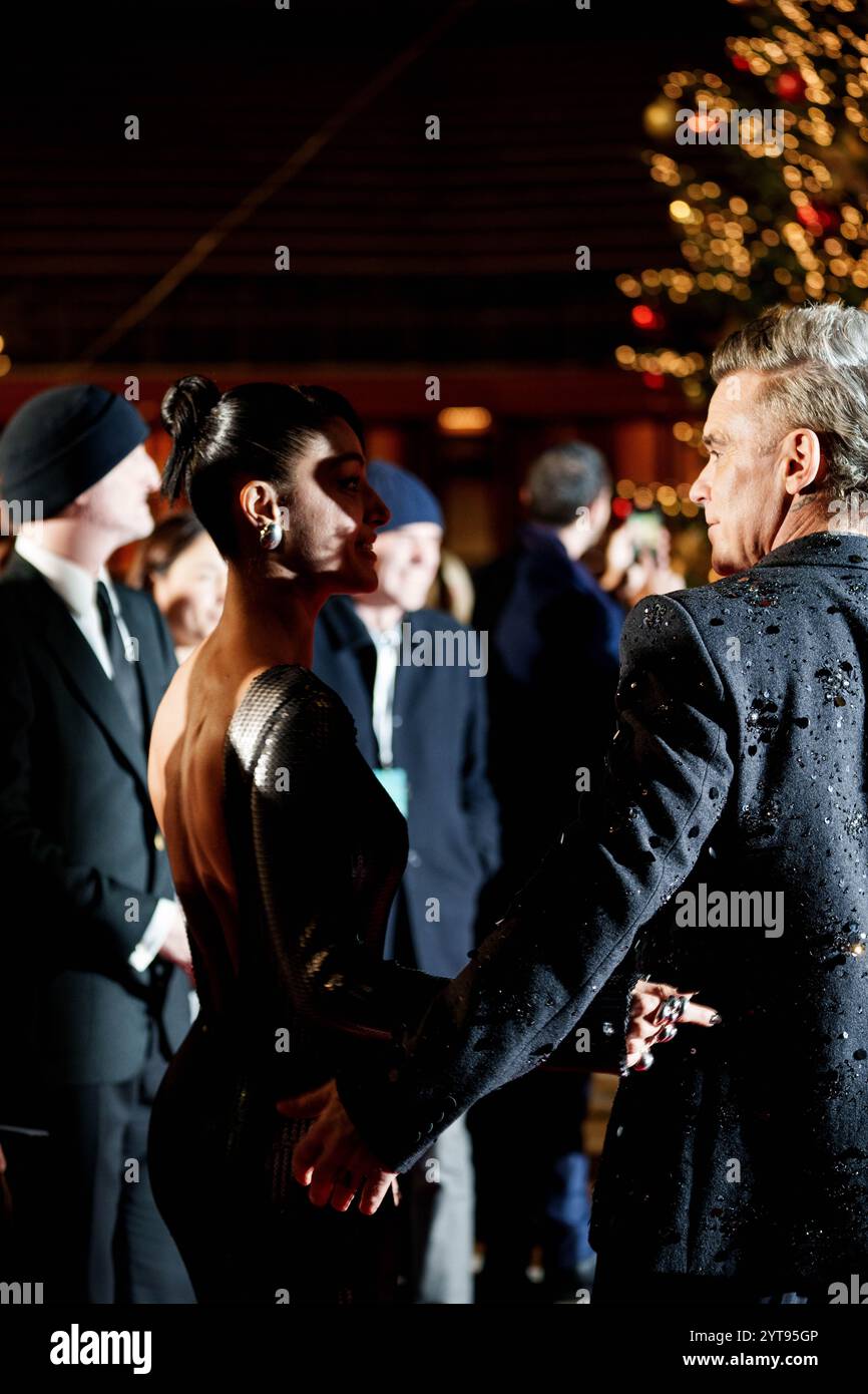 ROME, ITALY - Robbie Williams and Michael Gracey attend the premiere of ...