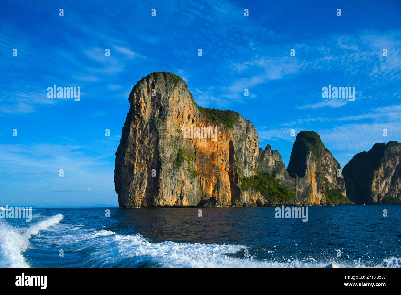 Limestone cliff formation of Maya bay near phi phi island Thailand ...