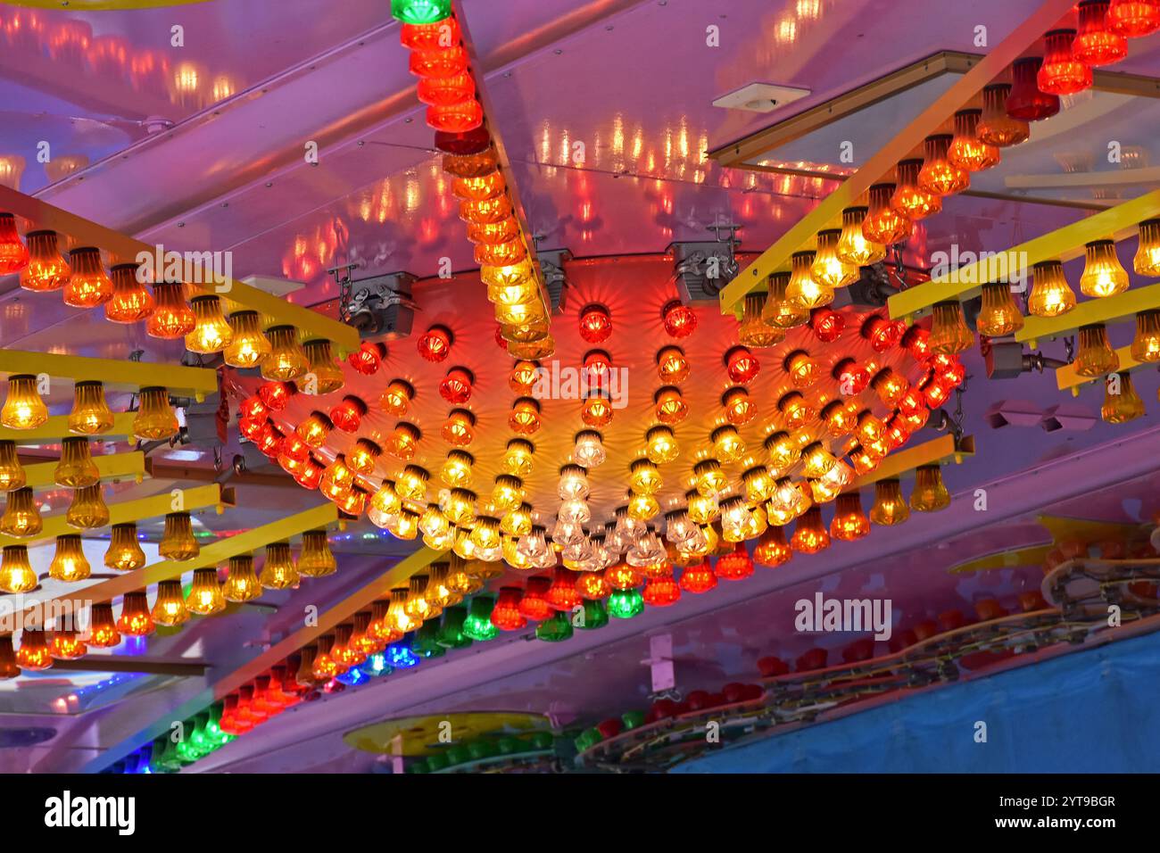 Colorful lights on a children's carousel Stock Photo - Alamy