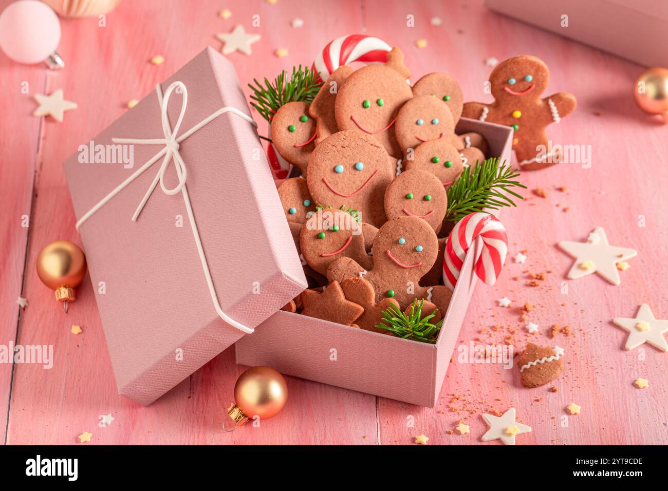 Cute Christmas gingerbread mans make Christmas atmosphere. Concept of ...