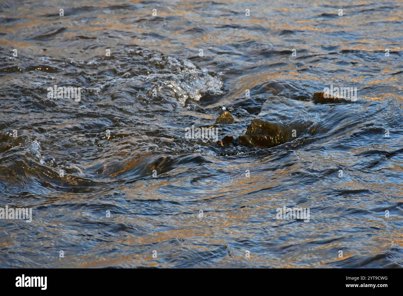Abstract nature - water flows around a stone in the river Stock Photo ...