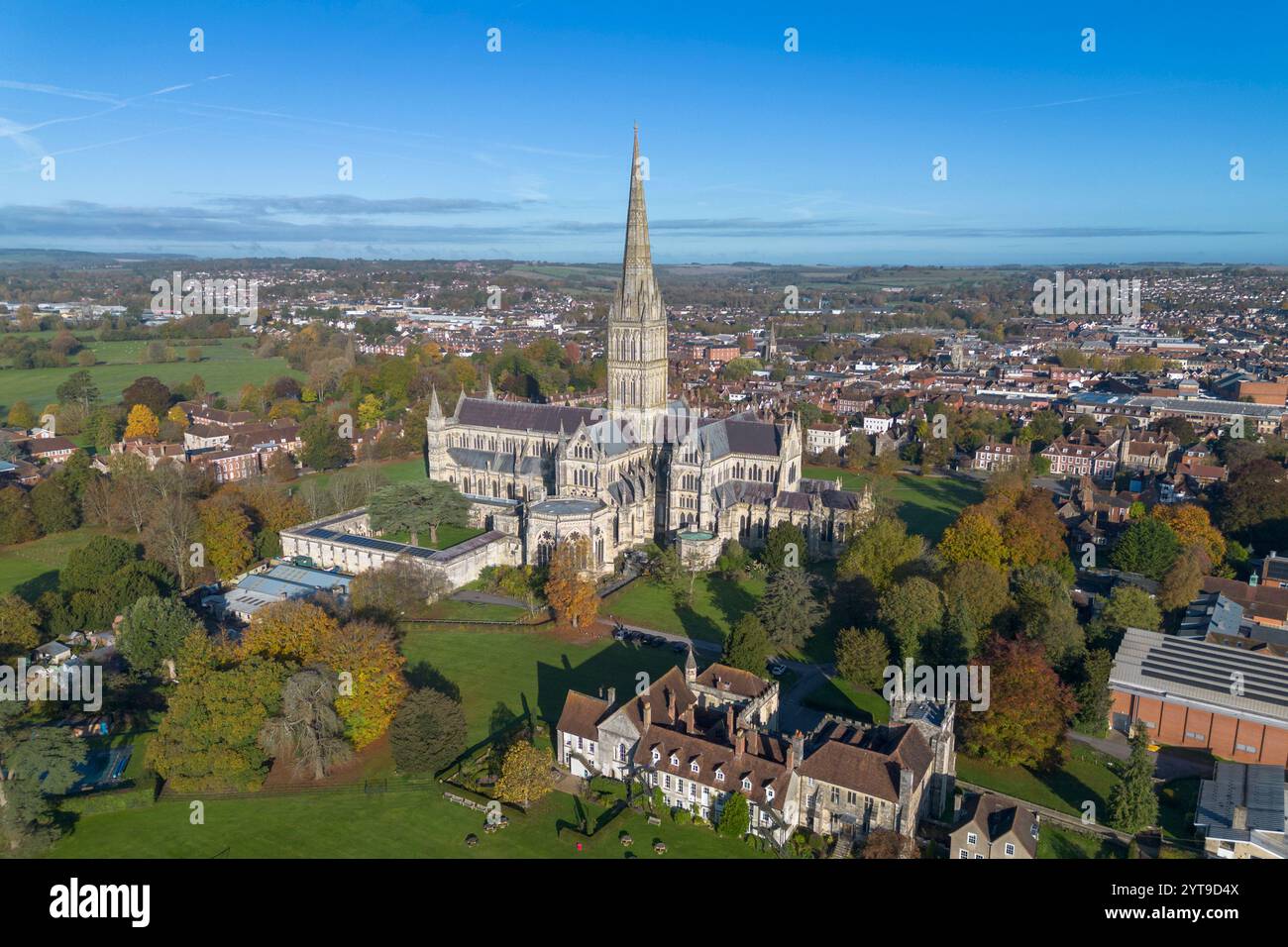 Aerial view of Salisbury Cathedral, formally the Cathedral Church of ...