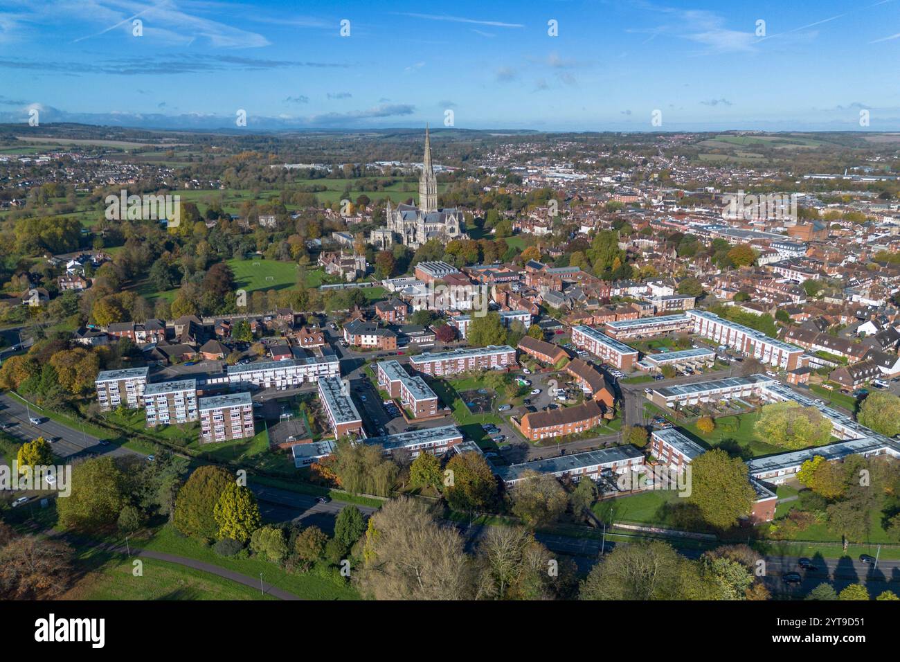 Aerial view of Salisbury Cathedral, formally the Cathedral Church of ...