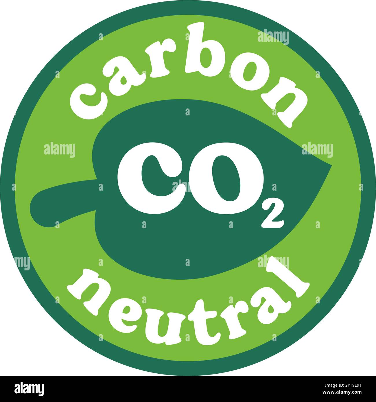 Carbon neutral label with green leaf design and CO2 text inside a ...