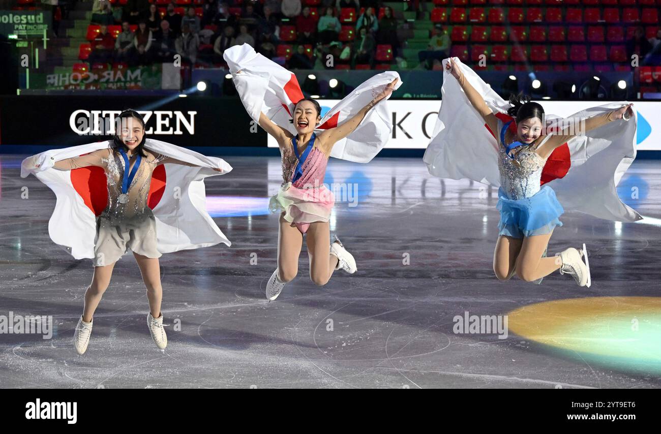 (L-R) Kaoruko Wada of Japan, Mao Shimada of Japan, Ami Nakai of Japan ...