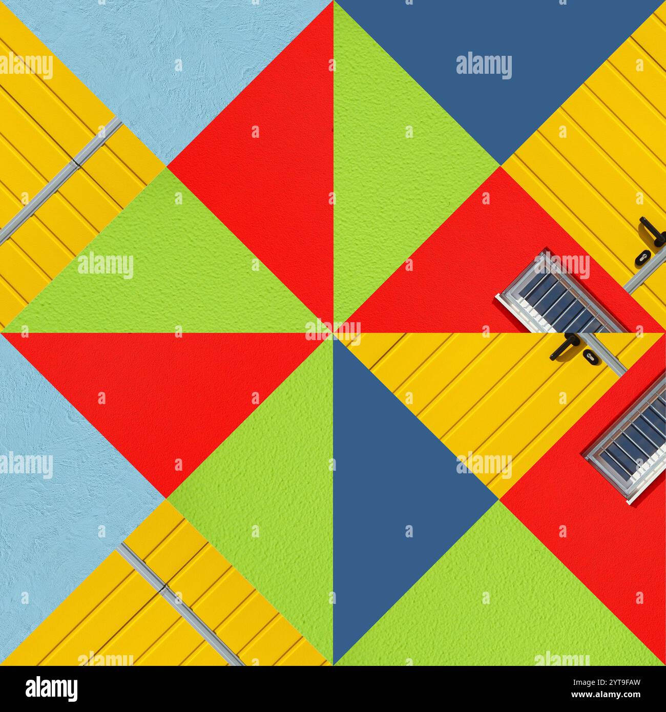 Photo collage Colorful facade details in triangles Stock Photo - Alamy