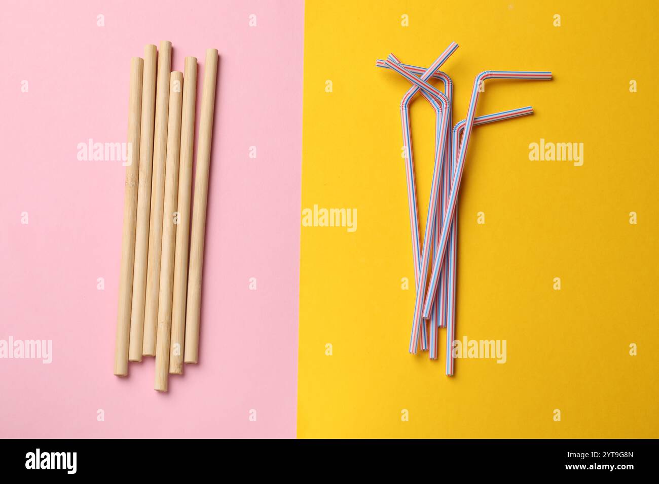 Different drinking straws on color background, flat lay Stock Photo - Alamy