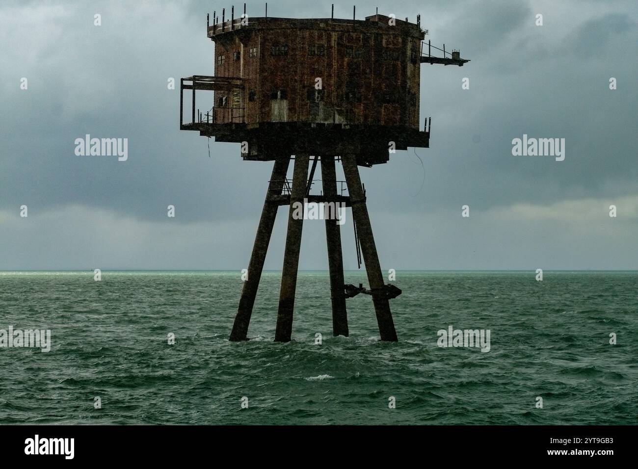 Shivering Sands sea forts shot on an overcast and rainy day, designed ...