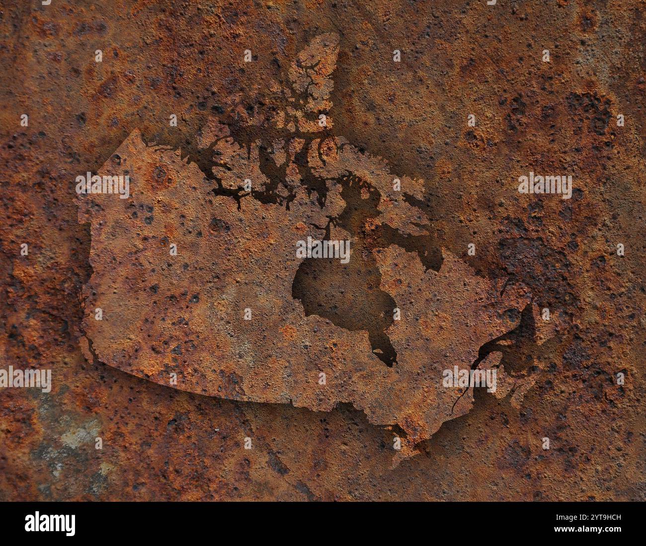 Map of Canada on rusty metal Stock Photo - Alamy