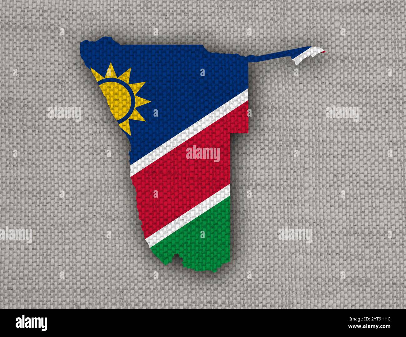 Map and flag of Namibia on old linen Stock Photo - Alamy