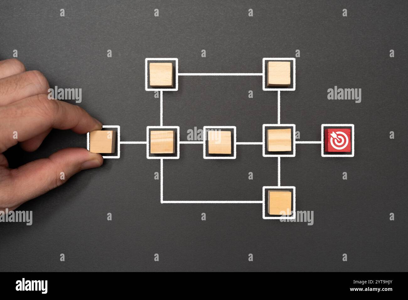 Process Flowchart with Final Target Highlighted Stock Photo - Alamy