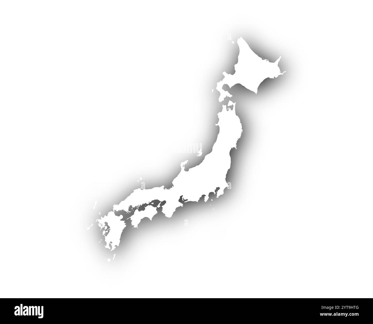 Map of Japan with shadows Stock Photo - Alamy
