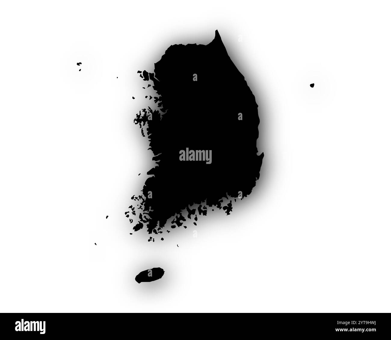Map of South Korea with shadows Stock Photo - Alamy