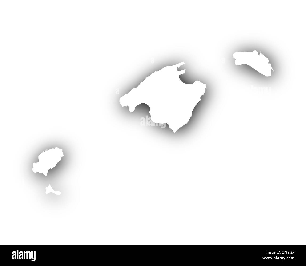 Map of the Balearic Islands with shadows Stock Photo - Alamy