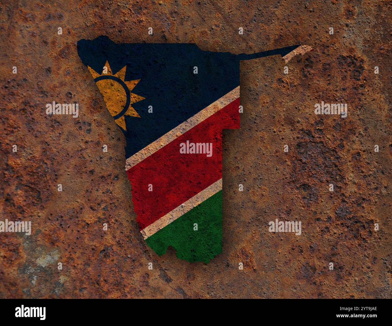 Map and flag of namibia on rusty metal hi-res stock photography and ...