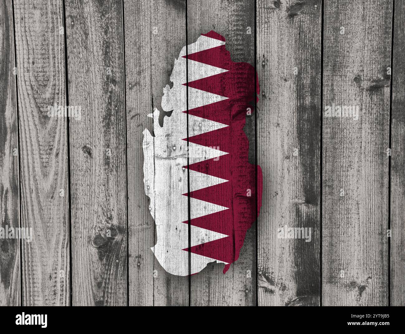 Map and flag of Qatar on weathered wood Stock Photo - Alamy