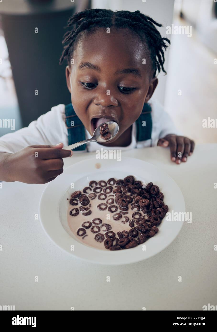 Child enjoying cereal milk hi-res stock photography and images - Alamy
