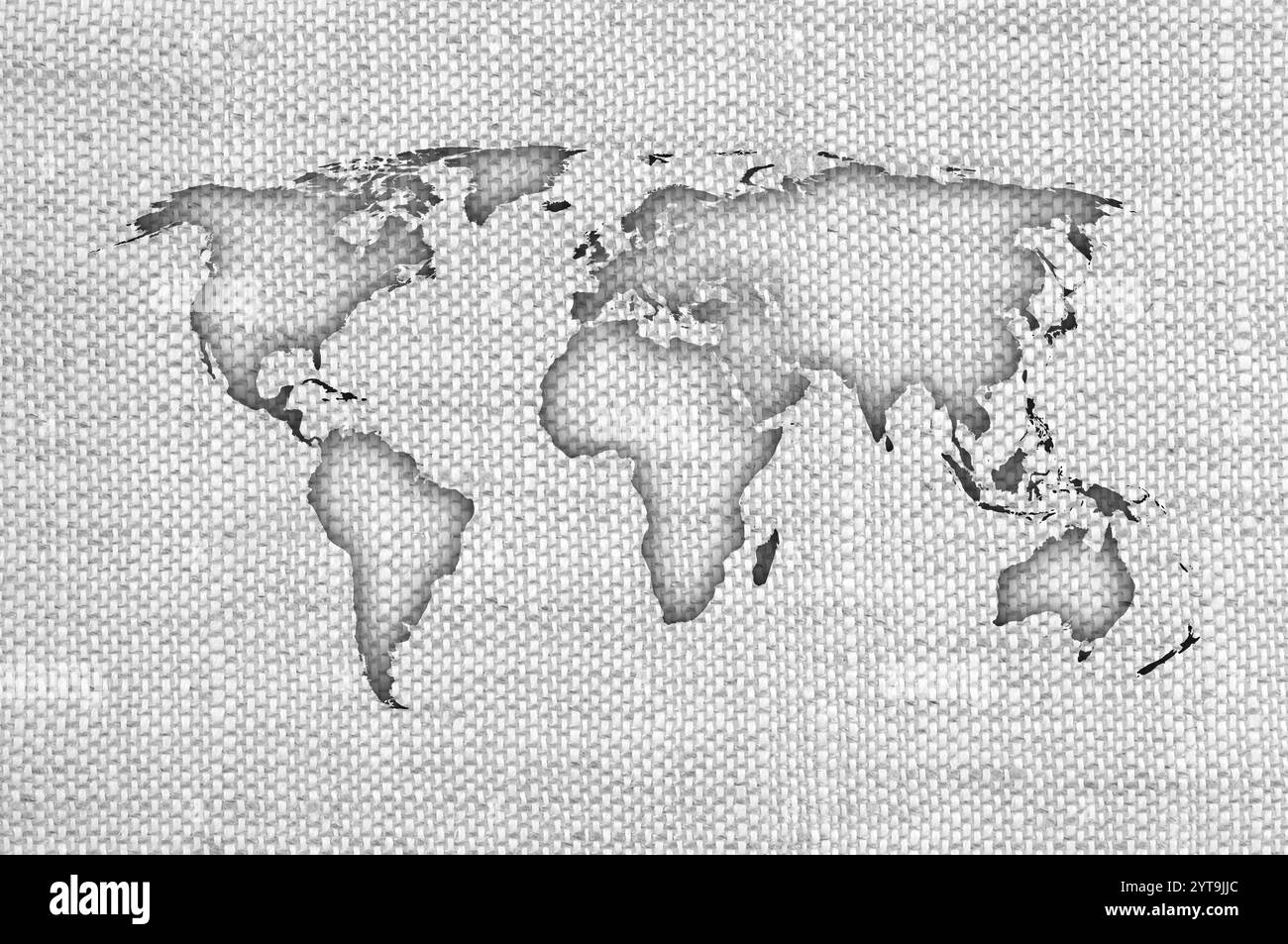 World map on old linen Stock Photo - Alamy