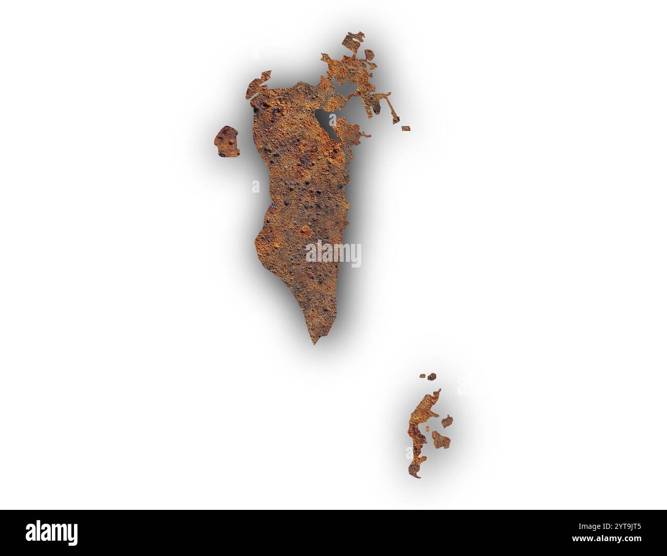 Map of Bahrain on rusty metal Stock Photo - Alamy