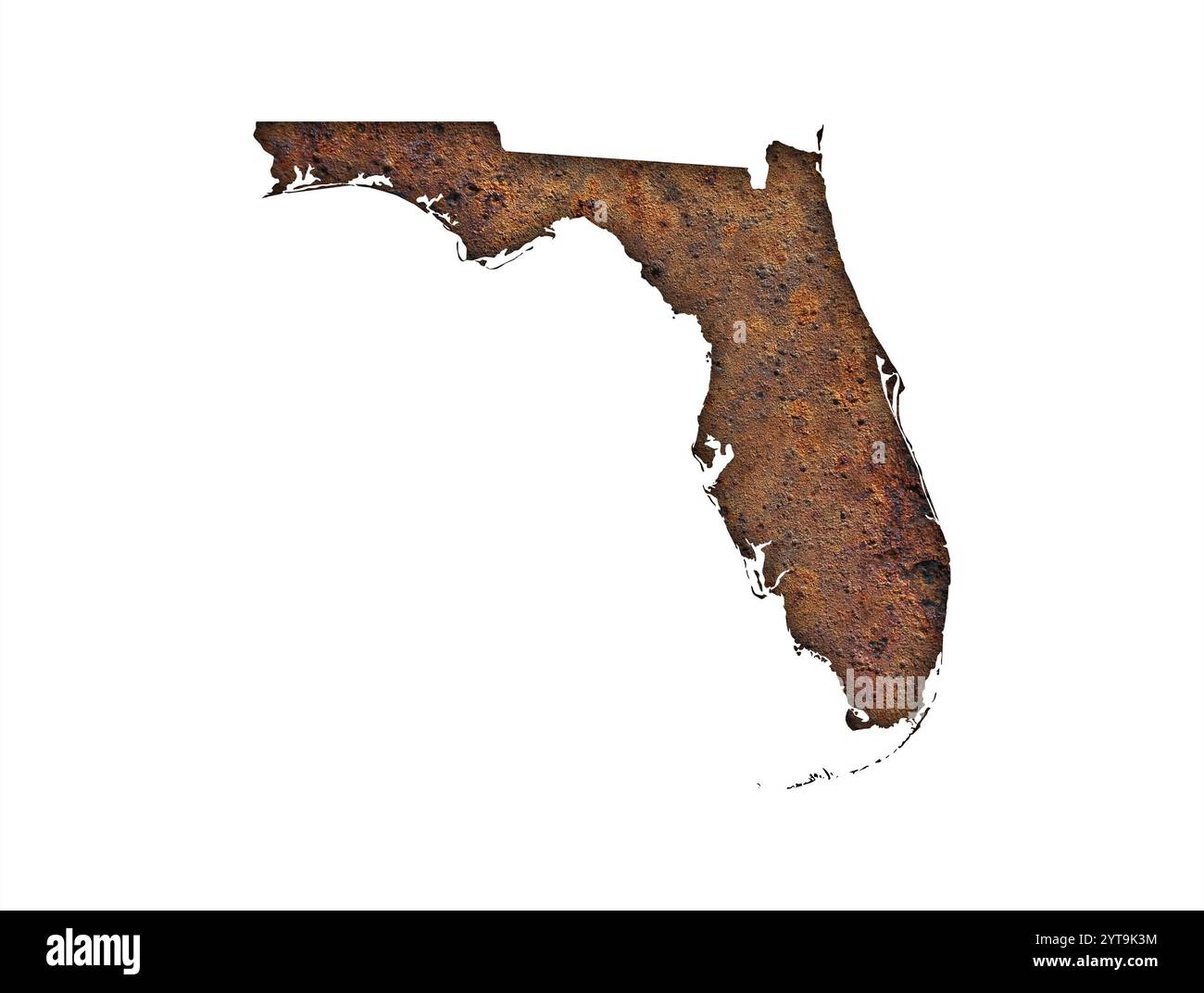 Map of Florida on rusty metal Stock Photo - Alamy