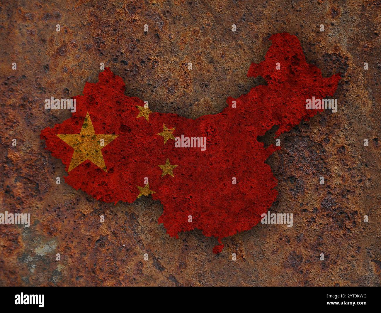 Map of china on rusty metal hi-res stock photography and images - Alamy