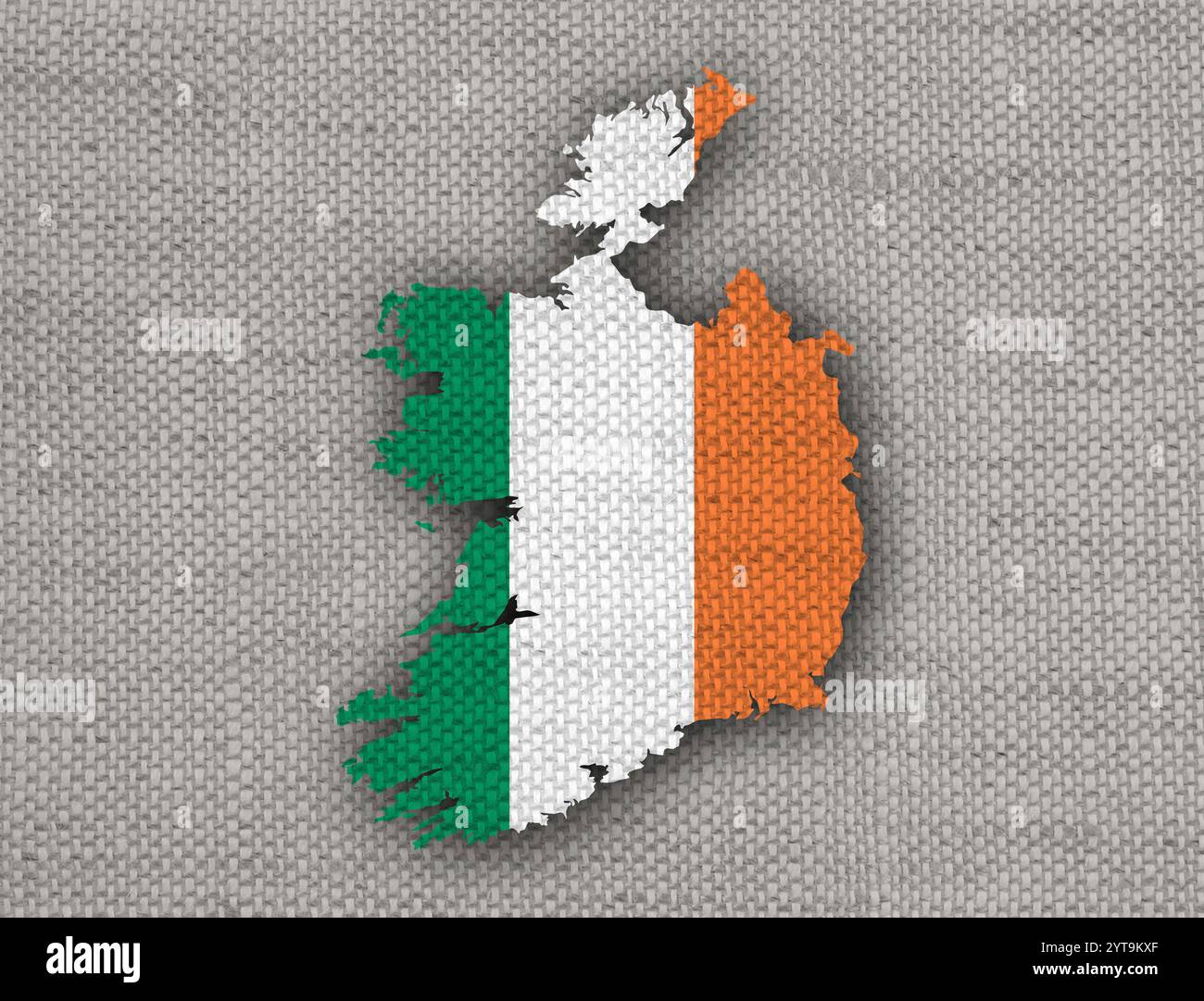 Map and flag of Ireland on old linen Stock Photo - Alamy