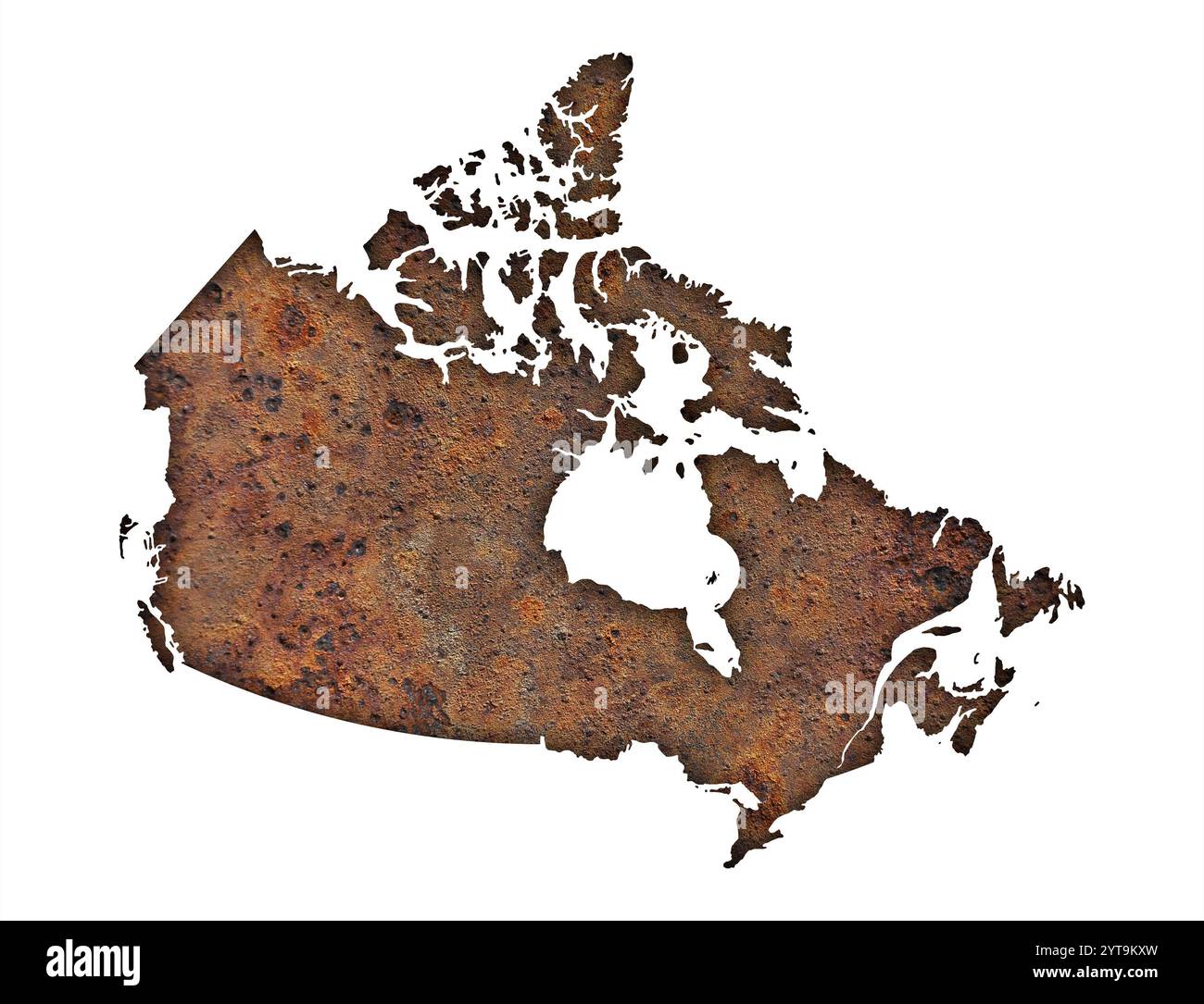 Map of Canada on rusty metal Stock Photo - Alamy