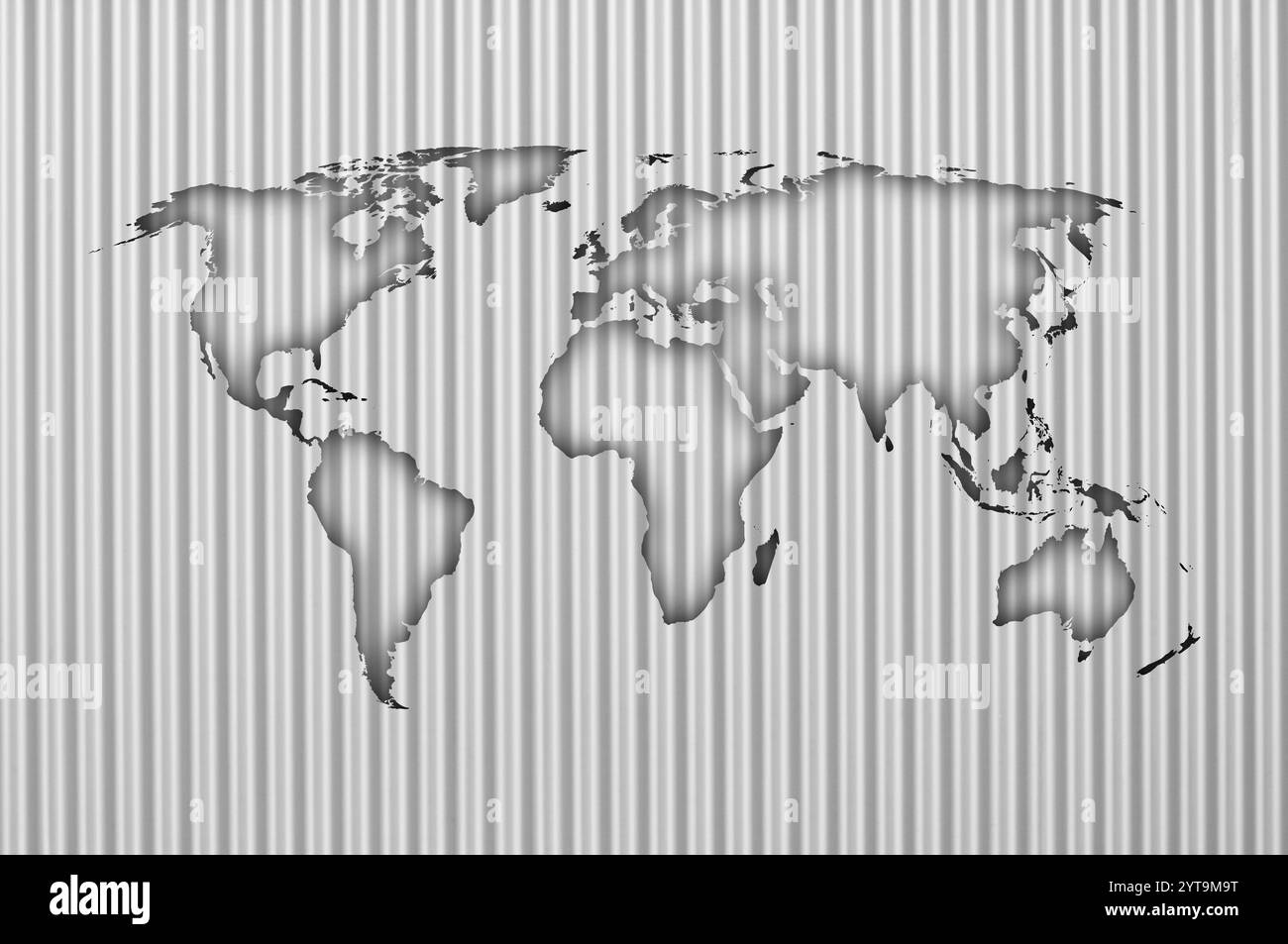 World map on corrugated iron Stock Photo - Alamy
