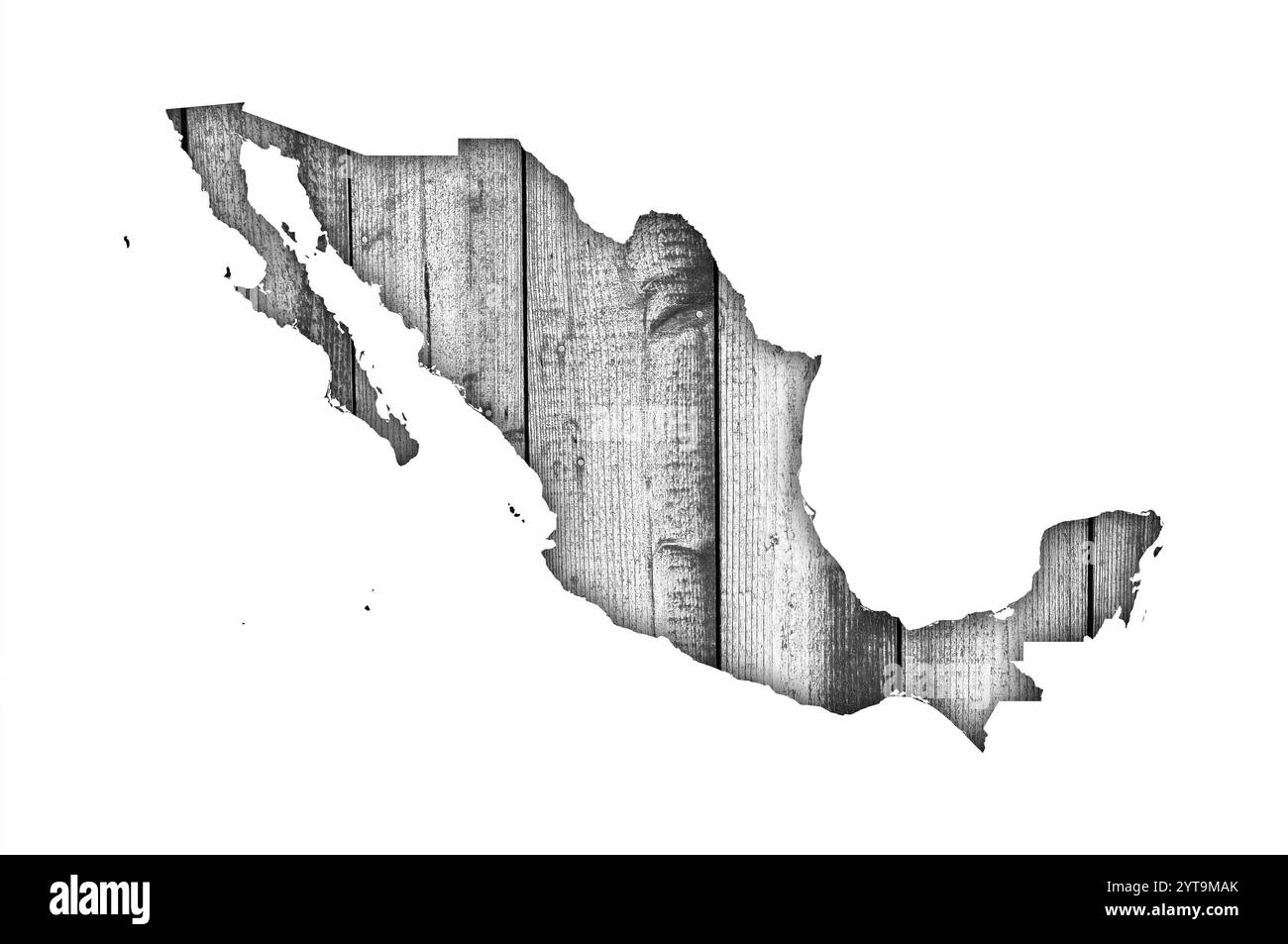 Map of Mexico on weathered wood Stock Photo - Alamy