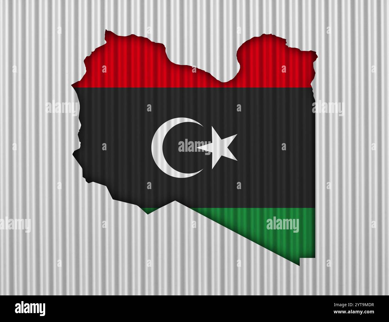 Map and flag of Libya on corrugated iron Stock Photo - Alamy