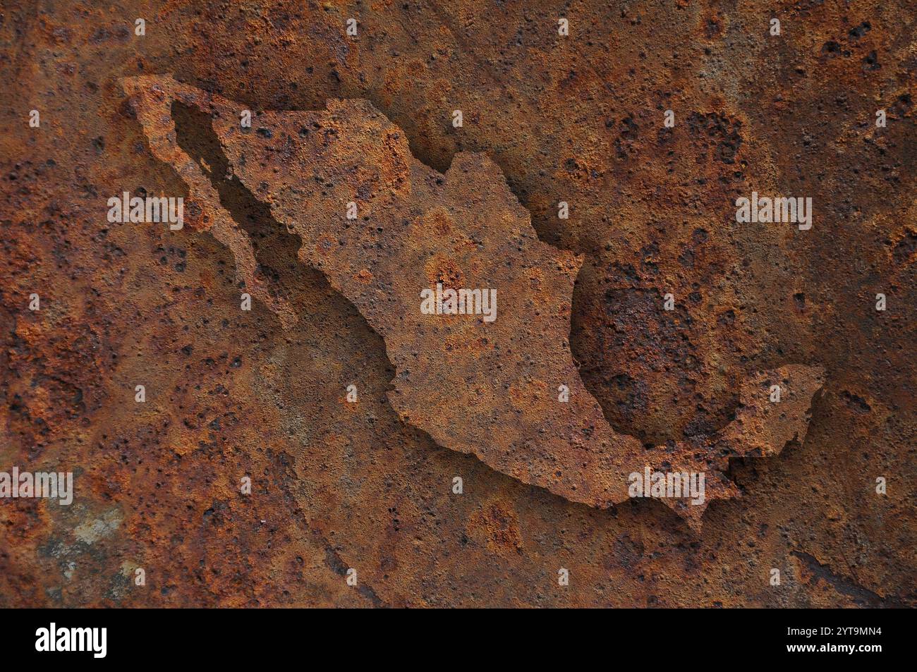 Map of Mexico on rusty metal Stock Photo - Alamy