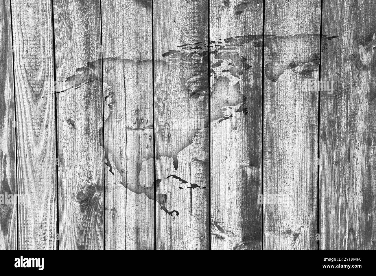 Map of North America on weathered wood Stock Photo - Alamy