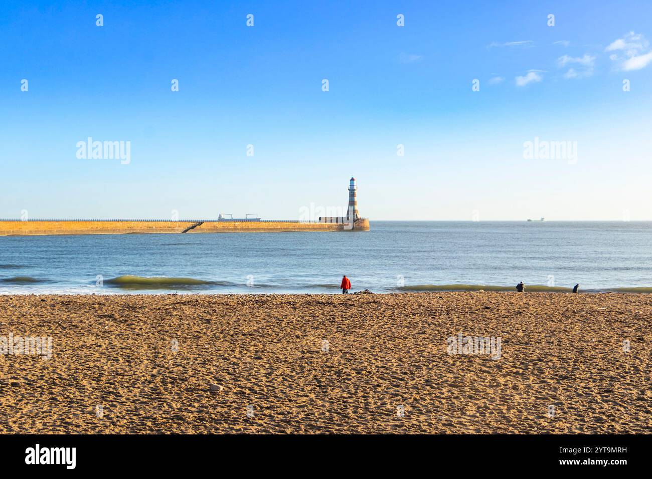 roker pier and lighthouse and beach on roker beach Sunderland tyne ...