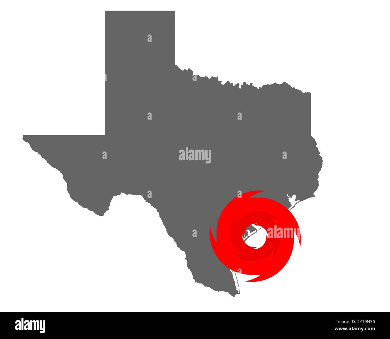 Map of Texas and hurricane symbol Stock Photo - Alamy