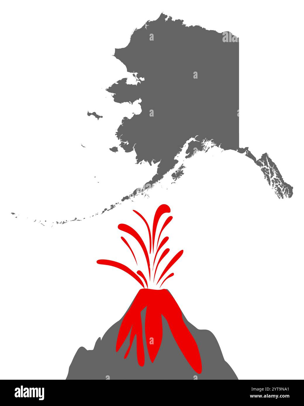 Map of Alaska with volcano Stock Photo - Alamy