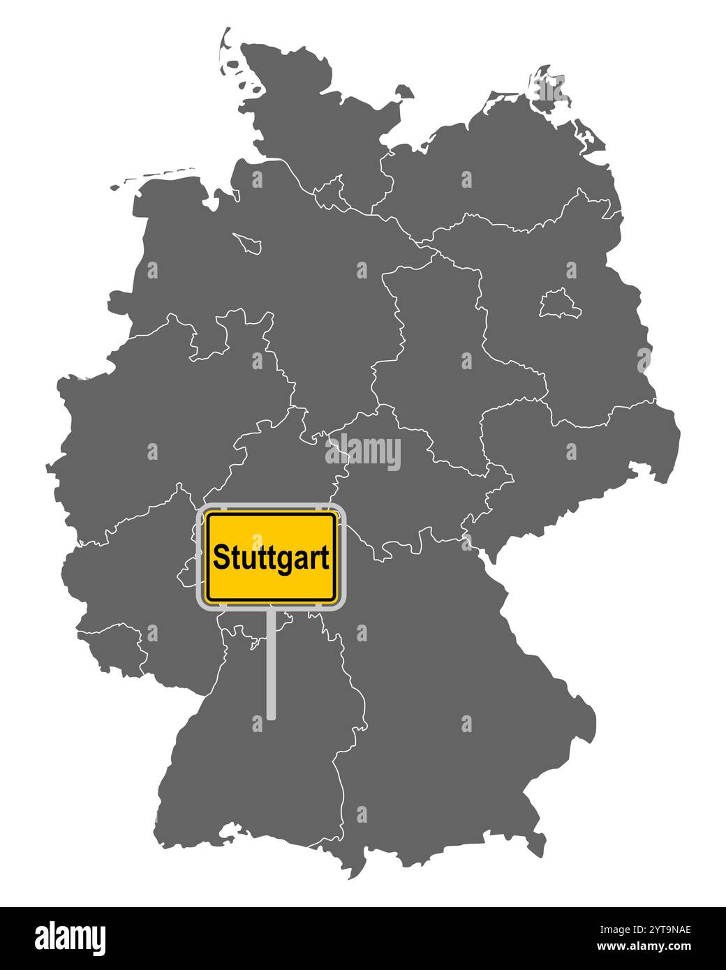 Map of Germany with city sign of Stuttgart Stock Photo - Alamy