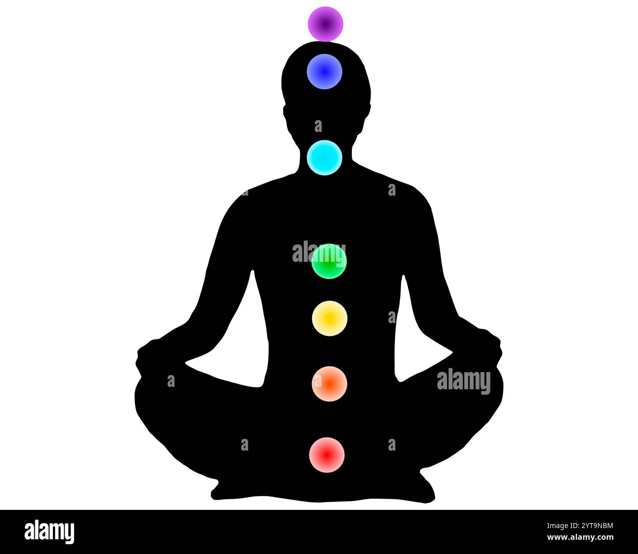Woman meditating with the 7 chakras Stock Photo - Alamy