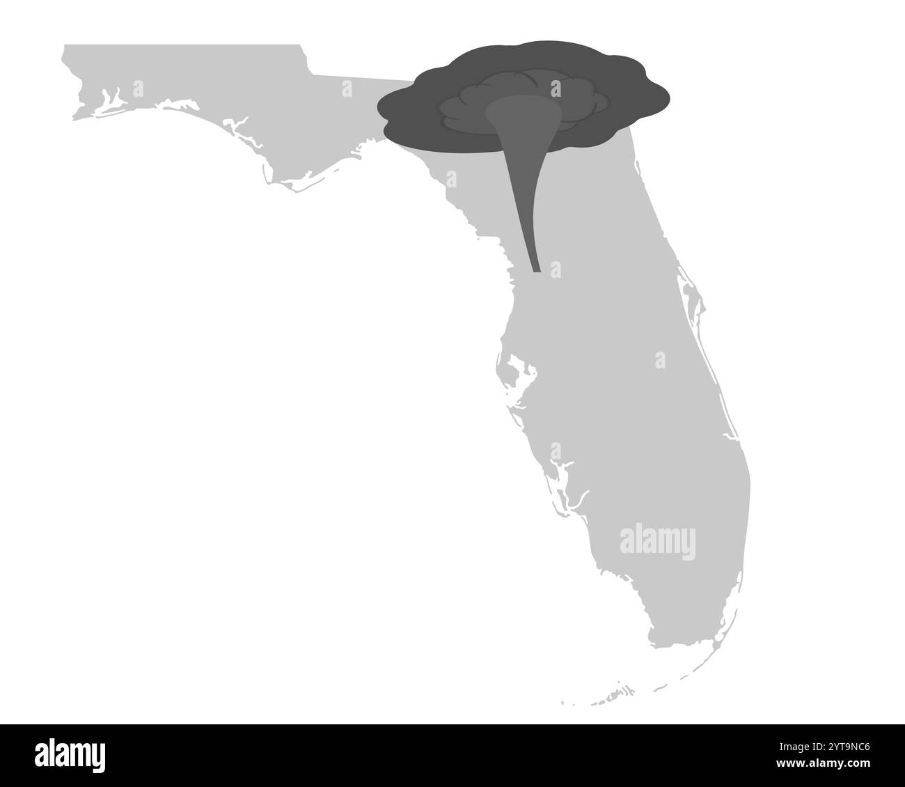 Map of Florida and tornado symbol Stock Photo - Alamy