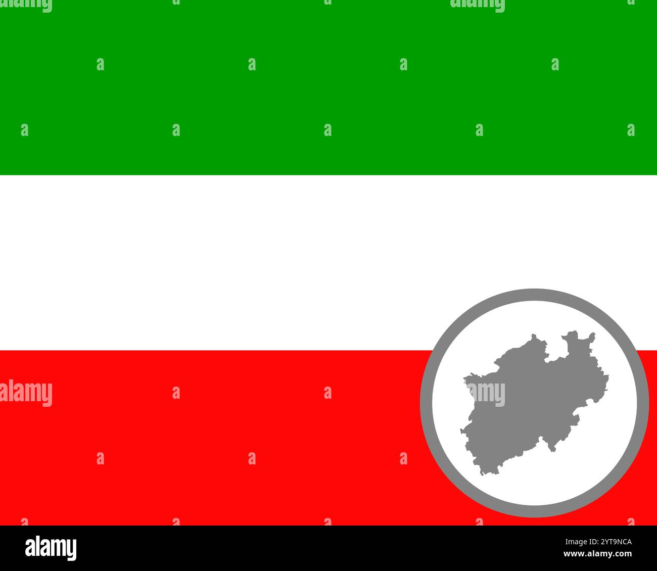 Flag and map of North Rhine-Westphalia Stock Photo - Alamy