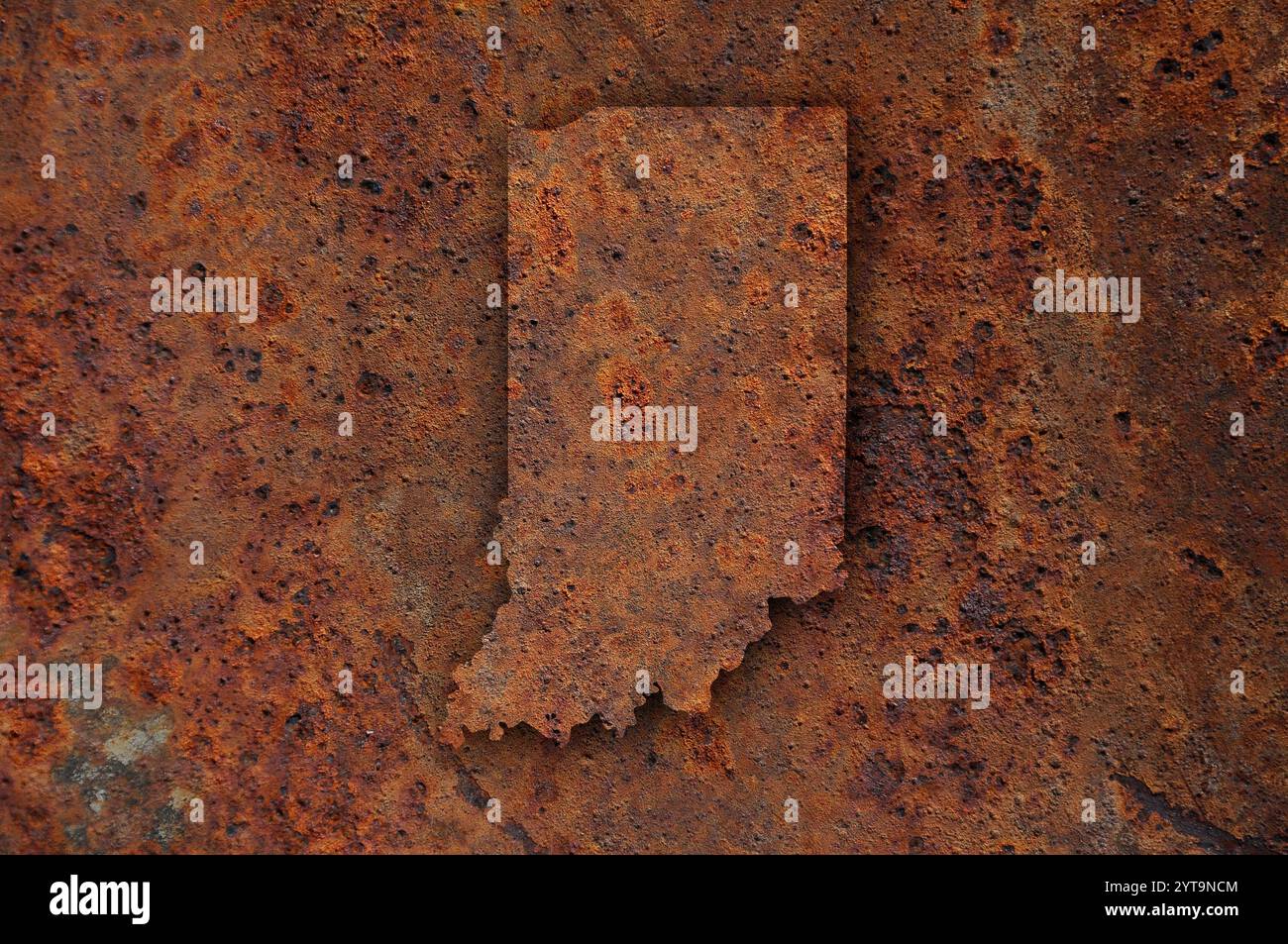 Map of Indiana on rusty metal Stock Photo - Alamy